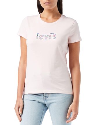 Levi's Damen The Perfect Tee T-Shirt,Floral Poster Logo Dutch Pink,XXS