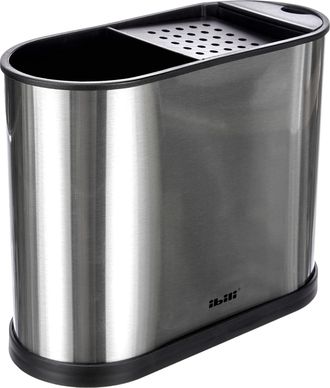 Ibili Ibili Prisma Edelstahl/Kunststoff, rechteckig, Utensilienhalter, Silber/schwarz, 22 x 18 cm