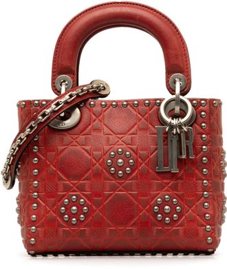 Dior Hobo Bags - Mini Embossed Calfskin Cannage Studded Flower Lady - Gr. unisize - in Rot - f&uuml;r Damen