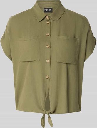 Pieces Regular Fit Hemdbluse aus Viskose-Leinen-Mix Modell PIA