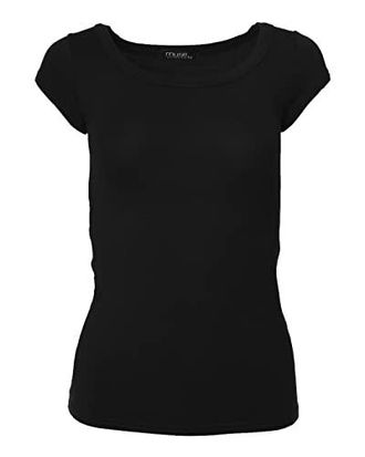 Easy Young Fashion T-shirt - Uni - Col Rond - Femme - Noir - 42