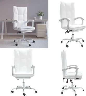 vidaXL Bürostuhl mit Liegefunktion Weiß Kunstleder - Bürostuhl - Schreibtischstuhl - Ergonomischer Stuhl - Arbeitsplatzstuhl - Gamingstuhl - Home & Living