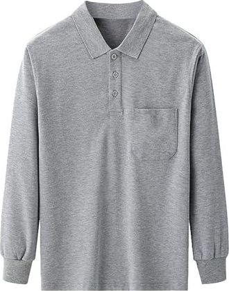 Generic Polo pour homme - Chemise de golf d&eacute;contract&eacute;e boutonn&eacute;e - L&eacute;ger et respirant - Manches longues - Printemps et automne - Hauts confortables 2026, gris