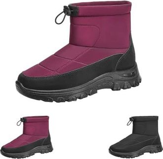 Generic Bottes de neige dhiver confortables et légères avec doublure en fourrure épaisse et imperméable pour femme - Bottes mi-mollet antidérapantes avec cord
