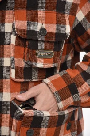 Dsquared2 Checked Overshirt AMERICANA with Faux-Fur Lining Dsquared2