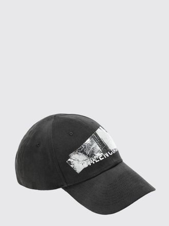 Balenciaga Casquette de baseball en denim de coton avec logo lamin&eacute;