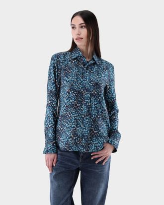 van Laack Seidenbluse mit Druck und Schleife
