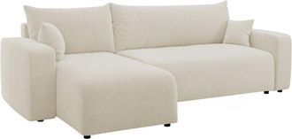 Selsey Pianoni - Ecksofa mit Schlaffunktion, Stauraum und Bouclé-Bezug, creme - Selsey