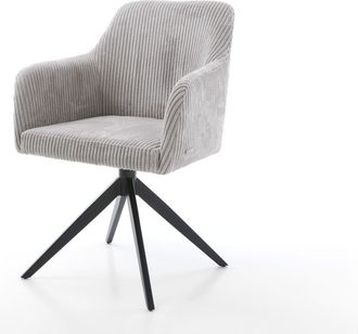 DELIFE Drehstuhl Greg-Flex Cord Silbergrau Kreuzgestell breit Schwarz 360° drehbar Wippfunktion Taschenfederkern, Esszimmerstühle