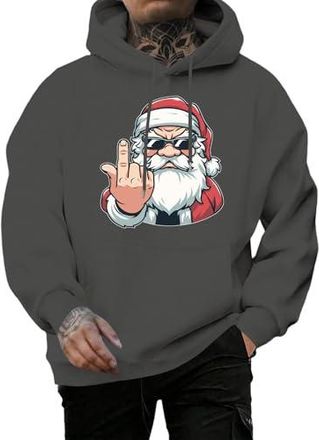 Generic Sweat &agrave; capuche graphique pour homme, imprim&eacute; P&egrave;re No&euml;l - Sweat &agrave; capuche &agrave; manches longues pour lautomne, gris fonc&eacute;, 3XL