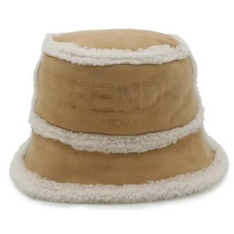 Fendi Pre-owned Logo Shearling Bucket Hat Schaffellm&uuml;tze - - Pre-owned - Damen - Beige - ONE SIZE