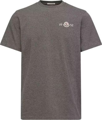Moncler Logo-Print Baumwoll-T-Shirt - - Tops - Herren - Grau - L