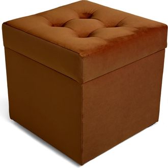 MG Design Polsterhocker 45 x 45 cm Braun mit gro&szlig;em Stauraum (ca. 50 L), bis 300 kg belastbar, weich mit dezentem Schimmer, pflegeleicht - Wohnbereich, Schlafra