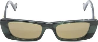 Gucci lunettes de soleil à monture rectangulaire (années 2020) - Vert