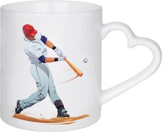 artboxONE Herztasse Baseball von Nikita Abakumov - Herztasse Schwarzwei&szlig;
