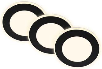 Briloner 3er Set LED Einbaustrahler 230V mit Nachtlichtfunktion, Fl&auml;chen und Ringe sep. schaltbar, Speicherfunktion, LED Spot, flach, Deckenspots, Einbauleucht