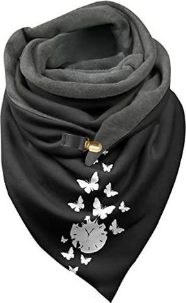 Generic &Eacute;charpe courte et chaude pour femme avec imprim&eacute; plumes, a, Taille unique