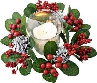 Generico Kerzenringe, künstlicher Beerenkranz, 20 cm, Dekoration für Tische, Türen, Wände, für Hochzeiten, Thanksgiving, Küche