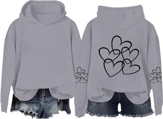 Generic Sweat &agrave; capuche imprim&eacute; coeurs de Saint-Valentin pour femme, d&eacute;contract&eacute;, tendance, motif graphique damour pour femme, sweatshirts &agrave; manches longues, 