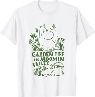 Moomin Mumin-Gartenleben, Natur-Szene, gr&uuml;ner Druck T-Shirt