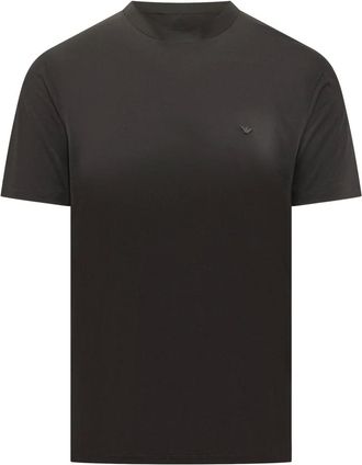 Emporio Armani Homme, Tops, Noir, Taille: XL T-shirt ras du cou en m&eacute;lange de modal et soie