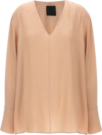 Givenchy Pussy Bow Silk Blouse - Beige
