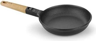 Bra Market | 22 cm Bratpfanne, Aluminiumguss, abnehmbarer Griff aus Naturholz, dreischichtige Antihaftbeschichtung, PFOA-frei, für alle Herdarten einschli