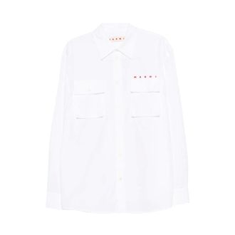 Marni Homme, Chemises, Blanc, Taille: M Chemise &agrave; poche plaqu&eacute;e avec logo