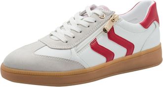Marco Tozzi Marco Tozzi Damen Sneaker weiches Feel Me Wechselfu&szlig;bett weiches Innenfutter Vegan Modern, wei&szlig; (White/RED), 42 EU