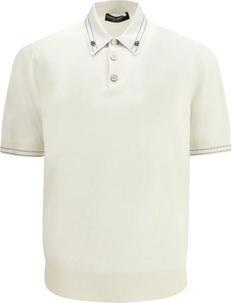 Dolce & Gabbana Polo en soie - Homme - Tops - Blanc - Taille: M