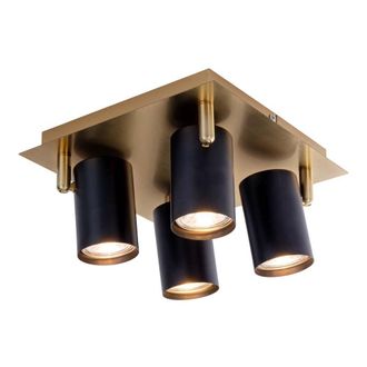 N&auml;ve Leuchten - 4er Wand- und Deckenleuchten Frida in Metall schwarz/Gold, Deckenstrahler, GU10, Deckenlampe f&uuml;r Esszimmer, Wohnzimmer, Diele oder B&uuml;ro, 22
