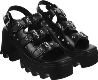 Valiclud FRCOLOR Sandales Romaines Épaisses à Rivets Punk pour Femmes Semelle Antidérapante et Confortable Style Mode pour Soirées et Cérémonies Noir