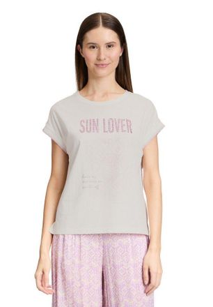 Cartoon Kurzarmshirt Damen mit Rundhalsausschnitt (1-tlg) Rippb&uuml;ndchen