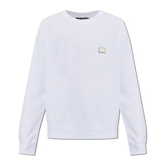 Dolce & Gabbana Homme, Sweatshirts et sweats &agrave; capuche, Blanc, Taille: M SweaT-shirt avec &eacute;cusson logo