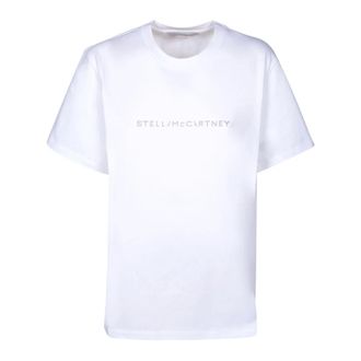 Stella McCartney Femme, Tops, Blanc, Taille: 40 FR T-shirt en coton &agrave; col rond