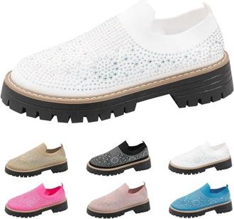 Generic Chaussures de marche &agrave; enfiler pour femme - En maille respirante - &Agrave; paillettes - L&eacute;g&egrave;res - D&eacute;contract&eacute;es - Semelle &eacute;paisse - Antid&eacute;rapantes - Tendanc
