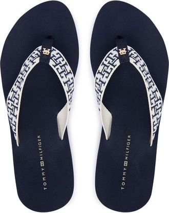 Tommy Hilfiger Zehentrenner Tommy Hilfiger Mono Wedge Summer Sandal FW0FW09696 Dunkelblau