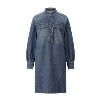 Luisa Cerano Denim-Kleid mit R&uuml;schendetail