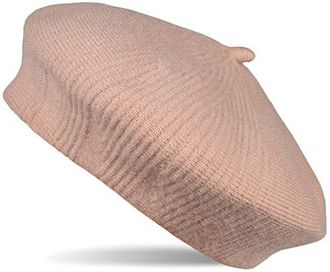 styleBREAKER Bonnet Basque Femme en Tricot Fin avec Motif Discret &agrave; Rayures, Hiver, b&eacute;ret, b&eacute;ret fran&ccedil;ais 04024200, Couleur:Vieux Rose