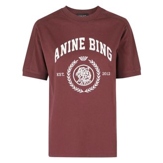 Anine Bing Jaylin Collegiate Tee - Femme - Tops - Rouge - Taille: 40 FR
