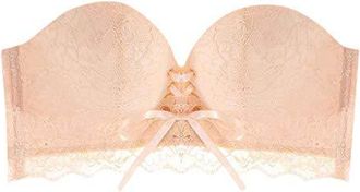 Generic Soutien-gorge 2026 pour femme avec cordon de serrage push-up en dentelle sans bretelles, beige, 95A