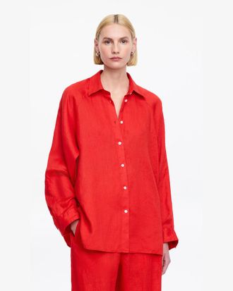 Arket Lockeres Leinenhemd -Rot