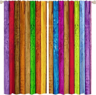 Generic Schlafzimmer Verdunkelungsvorh&auml;nge Bunte Abstrakte Streifen Schlafzimmer Gardinen 3D Muster &Ouml;senschal 2Er Set Vorh&auml;nge/Uv-Schutz/Schalld&auml;mmung/Sichtsc