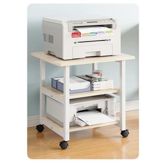 Generic Druckerständer 2-stufiger Druckerständer, mobiler Druckertisch mit Ablage und Stahlrahmen, rollender Druckerwagenhalter mit feststellbaren Rädern for 