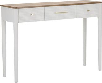 Paris Prix Console en Bois 3 Tiroirs Matera 107cm Blanc & Naturel