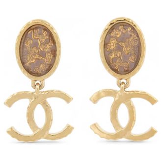 Chanel Ohrringe - NEUE CHANEL CC LOGO H&Atilde;NGENDE OHRRINGE MIT GOLDSTE - Gr. unisize - in Gold - f&uuml;r Damen