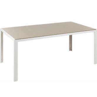 Beliani Gartentisch CATANIA 160 cm 91 cm Glas Beige