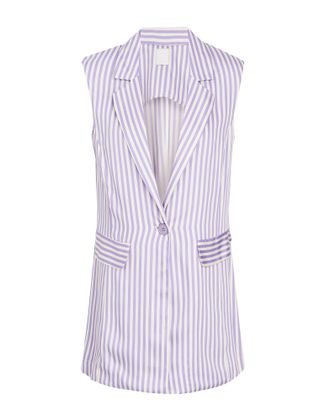 8 by YOOX STRIPED VISCOSE SLEEVELESS BLAZER