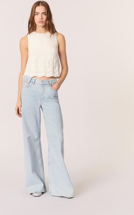 Maje Jean Large D&eacute;lav&eacute; - Bleu - Taille 42 - Maje