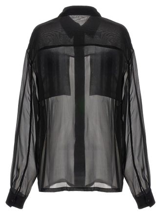 Saint Laurent Semi-Sheer Silk Muslin Shirt - Black